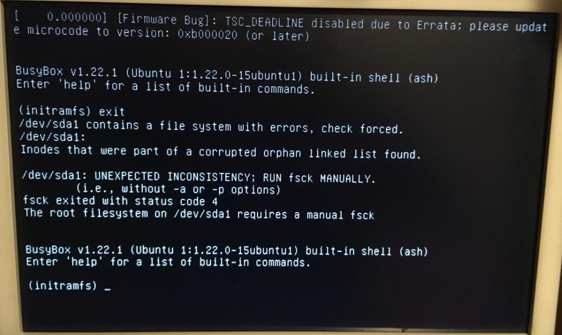 Ошибка initramfs после восстановления образа с помощью dd - ubuntu